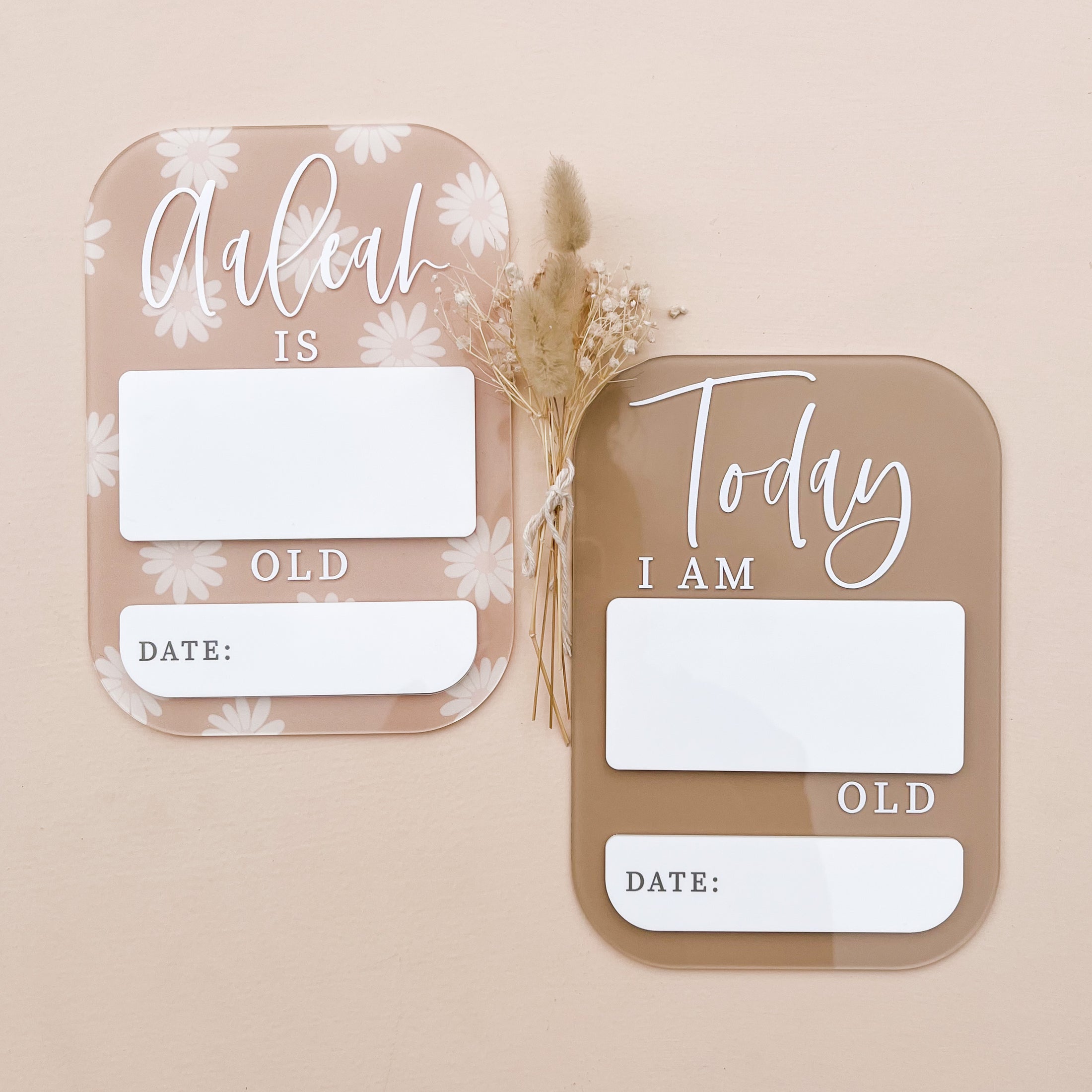 WRITABLE Milestone Plaque | AGE | Various Pattern & Colour Options + F ...